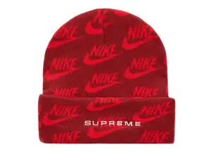 Supreme Jacquard Logos Beanie - Red