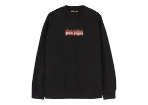 Palm Angels Burning Logo Distressed Sweatshirt