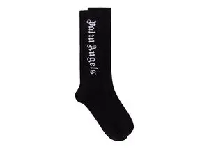 Palm Angels Gothic Intarsia Logo Socks - Black/white (ss22)