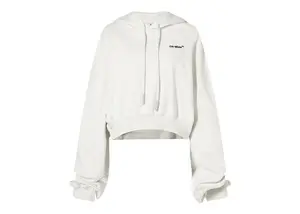 Off-White Helvetica Logo Crop Over Hoodie - Beige/black