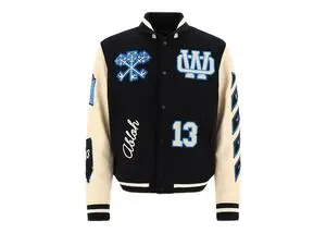 Off-White Witch Logo Patch Varsity Jacket - Black/peacock