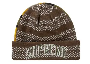 Supreme New Era Split Beanie - Brown