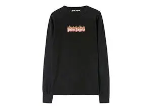 Palm Angels Burning Logo Classic Longsleeve T-shirt - Black/white