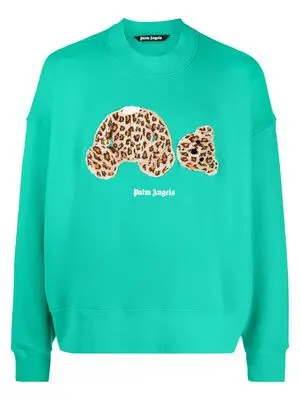 Palm Angels Leopard Bear Crewneck Sweatshirt