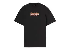 Palm Angels Garment Dye Burning Logo Classic T-shirt Black/white