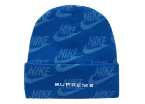 Supreme Jacquard Logos Beanie - Blue