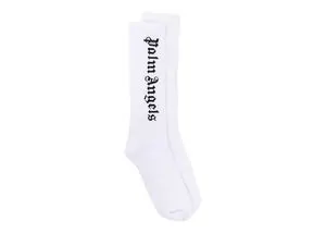 Palm Angels Gothic Intarsia Logo Socks - White/black (ss22)
