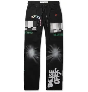 Off-white Black Wash Bottoms For Men