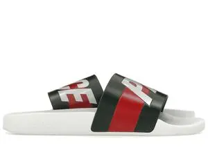 Gucci Palace X Logo Web Slide Sandal - White