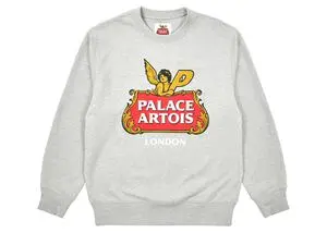 PALACE X Stella Artois Cartouche Crew - Grey Marl
