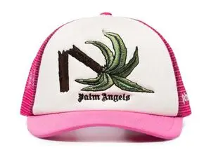 Palm Angels Broken Palm Tree Trucker Hat - Pink/white/green
