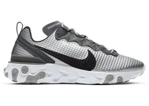 Nike React Element 55 Quilted Grid Sneakers - Silver/black/white
