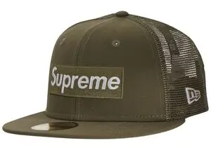 Supreme Box Logo Mesh Back New Era Cap - Olive