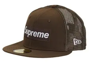 Supreme Box Logo Mesh Back New Era Cap - Brown
