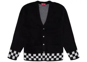 Supreme Brushed Checkerboard Cardigan - Black