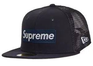 Supreme Box Logo Mesh Back Cap - Navy Blue