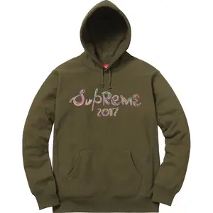 Supreme Brush Logo Hoodie - Dark Olive