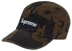 Supreme Flames Jacquard Denim Camp Cap - Washed Black