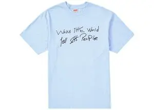 Supreme Buju Banton Wake The World Tee Shirt - Light Blue