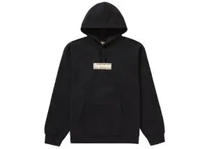 Supreme Burberry Box Logo Hooded Sweatshirt - Black