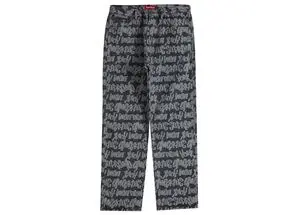 Supreme Fat Tip Jacquard Regular Jean - Black