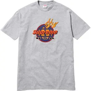 Supreme Fire Tee Shirt Heather Grey