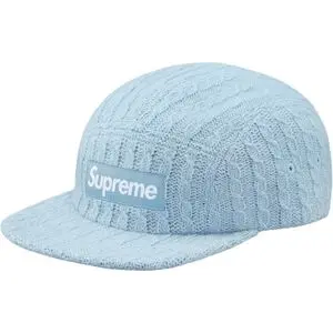 Supreme Fitted Cable Knit Camp Cap Light Blue