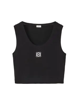 Loewe Cropped Cotton Anagram Tank Top - Black/White | Editorialist