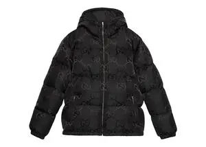 Gucci Jumbo Gg Nylon Canvas Goosedown Jacket - Black