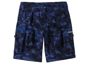 A BATHING APE Camo Pocket Wide Fit Shorts - Navy Blue