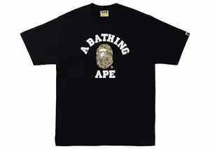 A BATHING APE Sand Camo College Tee Shirt - Black/beige