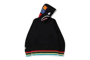 A BATHING APE Shark Line Rib Pullover Hoodie - Black