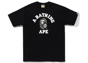 A BATHING APE Snake College Tee Shirt - Black Grey