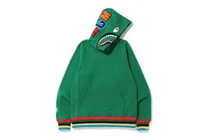 A BATHING APE Shark Line Rib Pullover Hoodie - Green