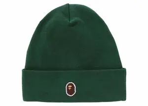A BATHING APE Knit Cap With Applique - Green