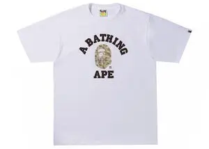 A BATHING APE Sand Camo College Tee Shirt - White/beige