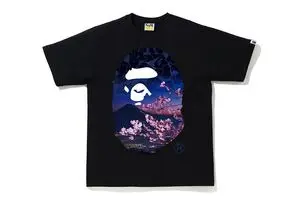 A BATHING APE Sakura Photo Ape Head Tee Shirt - Black