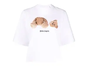 Palm Angels Bear Cropped T-shirt - White/brown