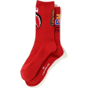 A BATHING APE Shark Socks - Red