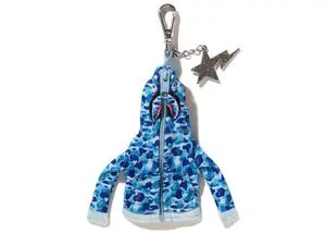 A BATHING APE Shark Full Zip Hoodie Keychain - Blue