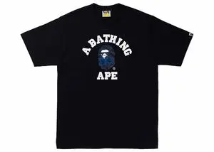 A BATHING APE Sand Camo College Tee Shirt - Black/navy Blue