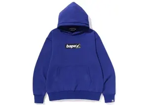 A BATHING APE Smooth Logo Relaxed Fit Hoodie - Blue