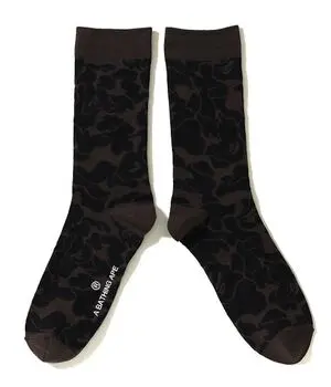 A BATHING APE Solid Camo Jacquard Socks - Black