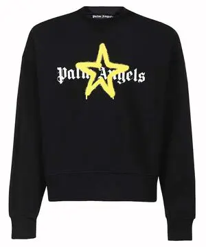 Palm Angels Spray Star Logo Sweatshirt - Black/yellow