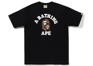 A BATHING APE Snake College Tee Shirt - Black Beige