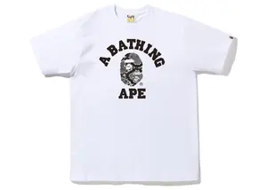 A BATHING APE Snake College Tee Shirt - White Grey