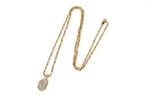 A BATHING APE Rhinestone Ape Head Pendant Necklace - Gold