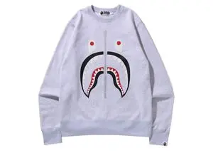 A BATHING APE Shark Crewneck Sweatshirt - Gray