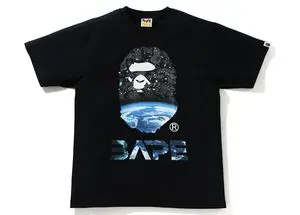 A BATHING APE Space Camo Ape Head Tee Shirt - Black