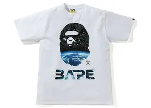 A BATHING APE Space Camo Ape Head Tee Shirt - White